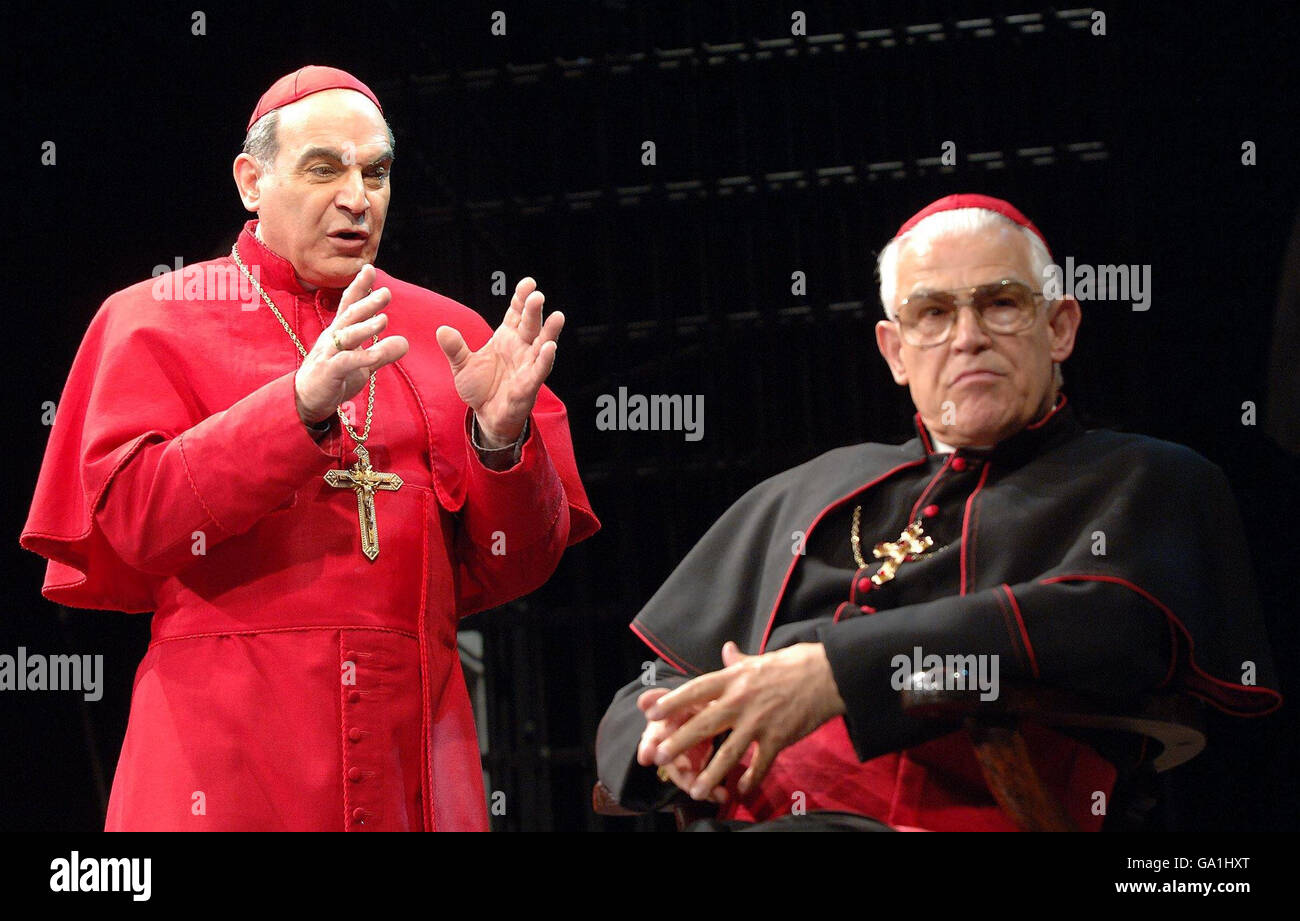 David Suchet (left, as Cardinal Bellini) and Bernard Lloyd (as Cardinal ...