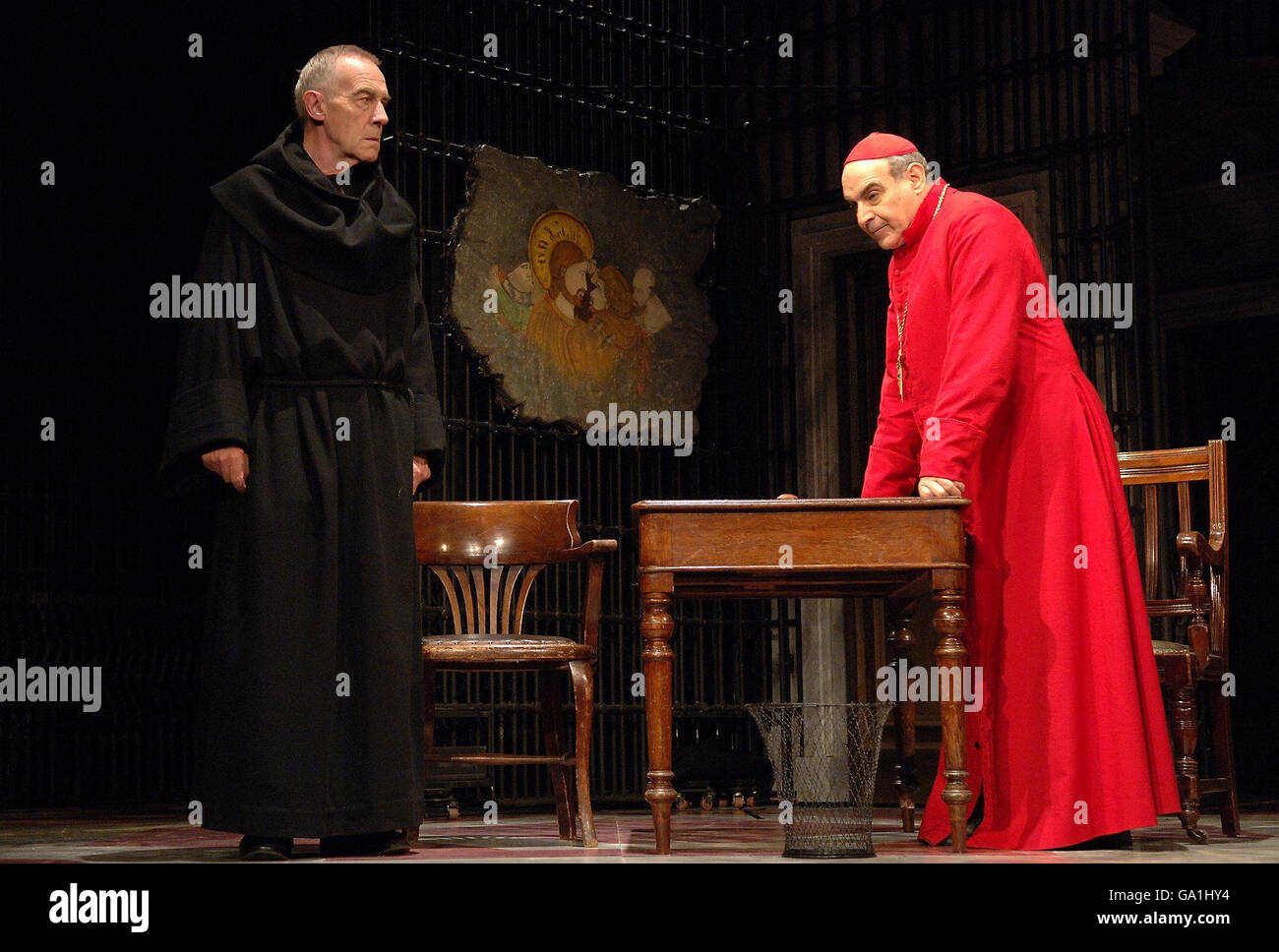 Michael Jayston (left, as the Confessor) and David Suchet (as Cardinal ...