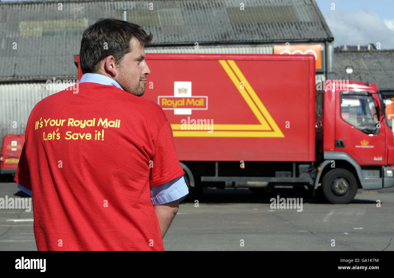 A striking post office worker outside Stirling Delivery Office in ...