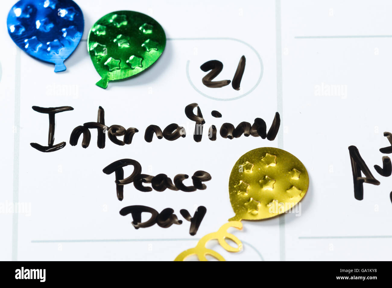 close up of a daily planner or calendar with a hand written message for ...