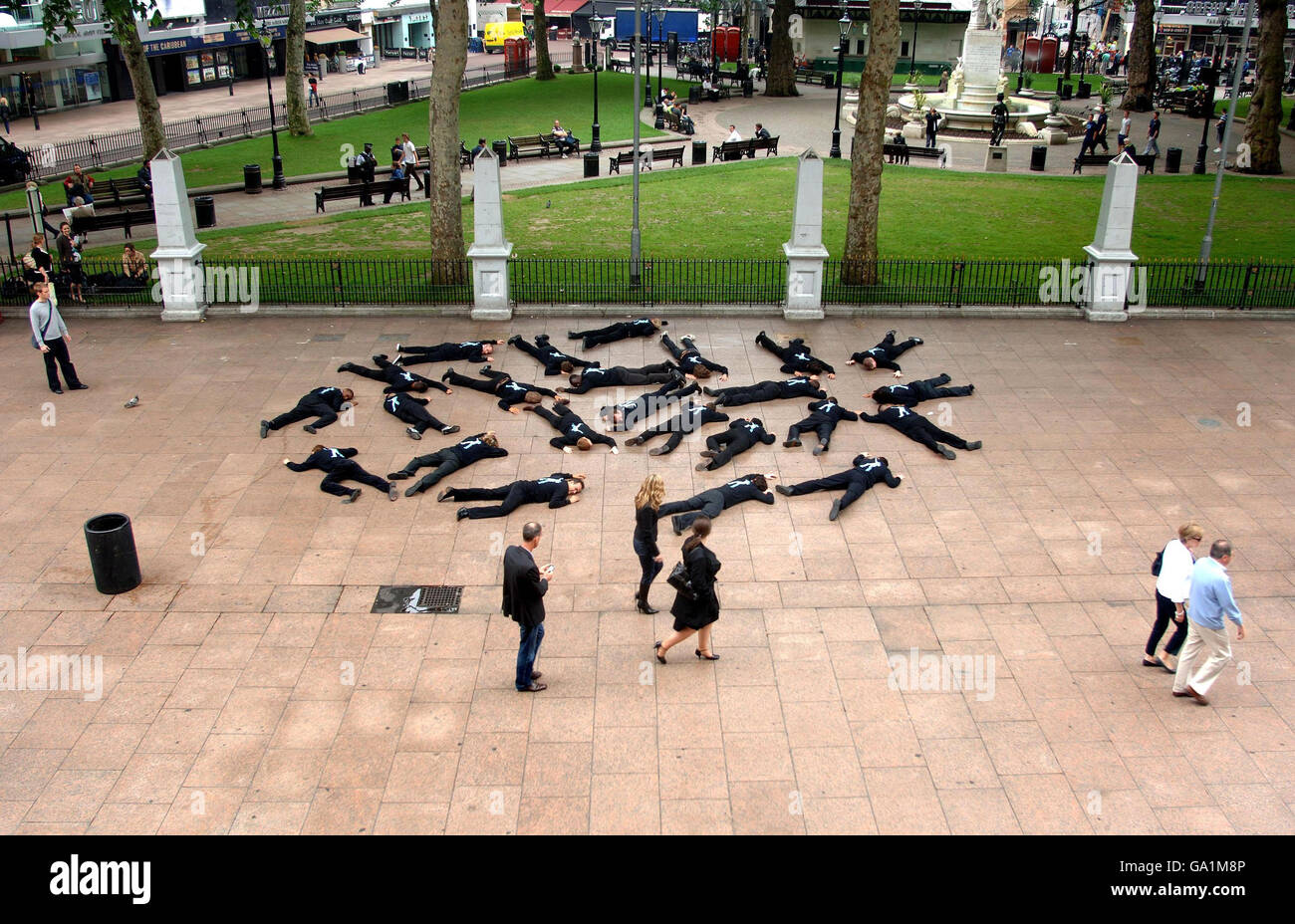 Men lie down to raise prostate cancer awarness hi-res stock photography ...