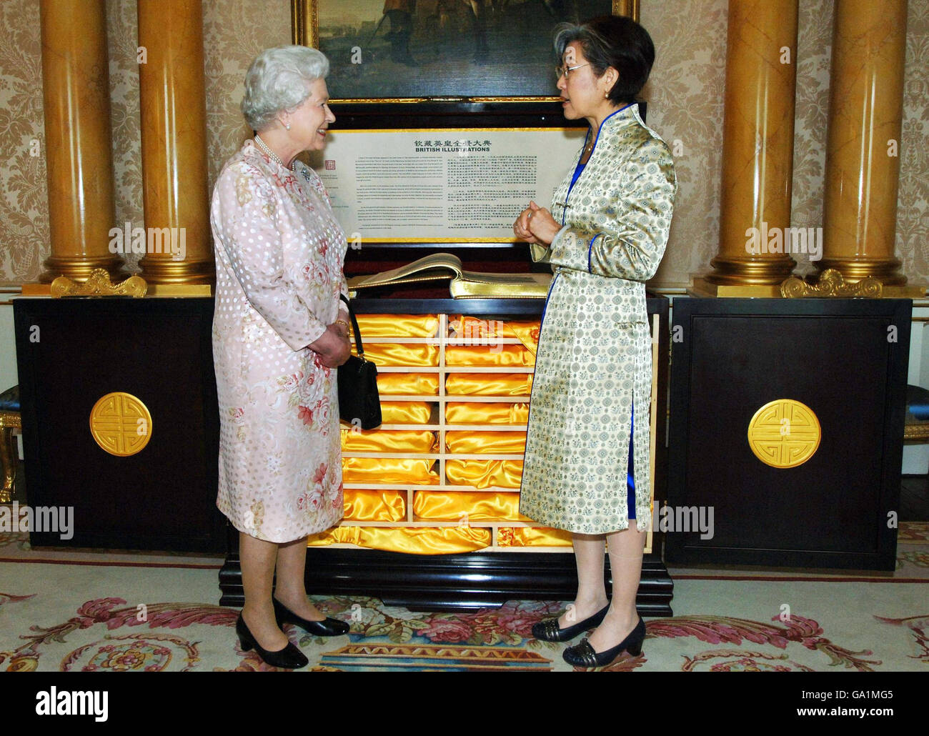 Britain's Queen Elizabeth II receives the Ambassador of China, Mrs Fu ...