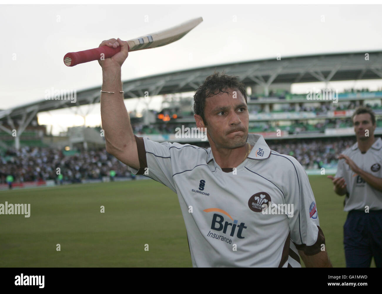 Surrey Brown Caps' Mark Ramprakash celebrates at the end Stock Photo ...