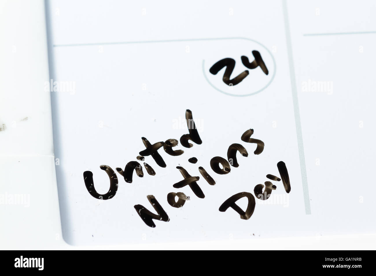 close up of a daily planner or calendar with a hand written message for ...