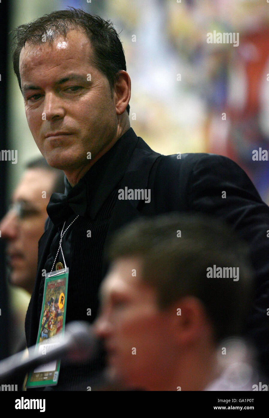 Promoter Dennis Hobson listens to England's Ricky Hatton during a press ...