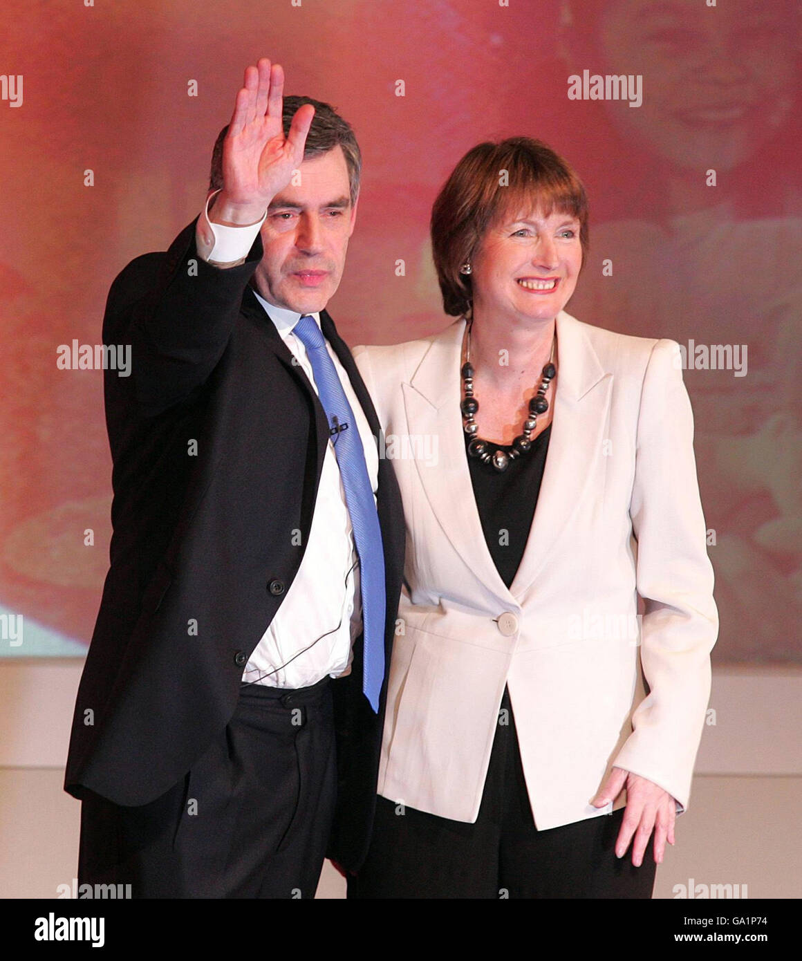 New Labour leader Gordon Brown and Deputy leader Harriet Harman on ...