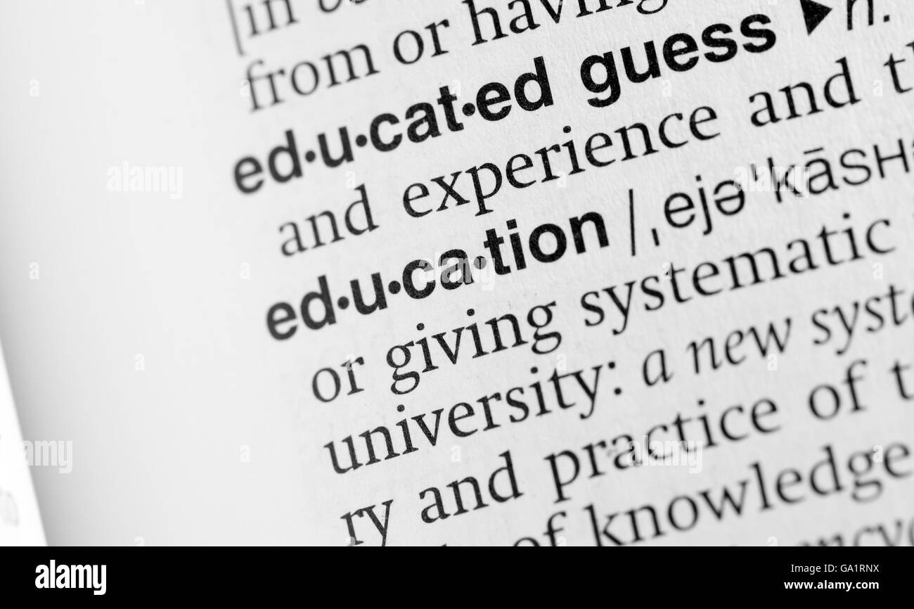 A close up of the word education from a dictionary Stock Photo - Alamy