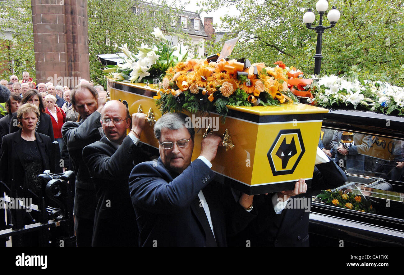 Derek dougans coffin is carried in st peters collegiate church hi-res ...