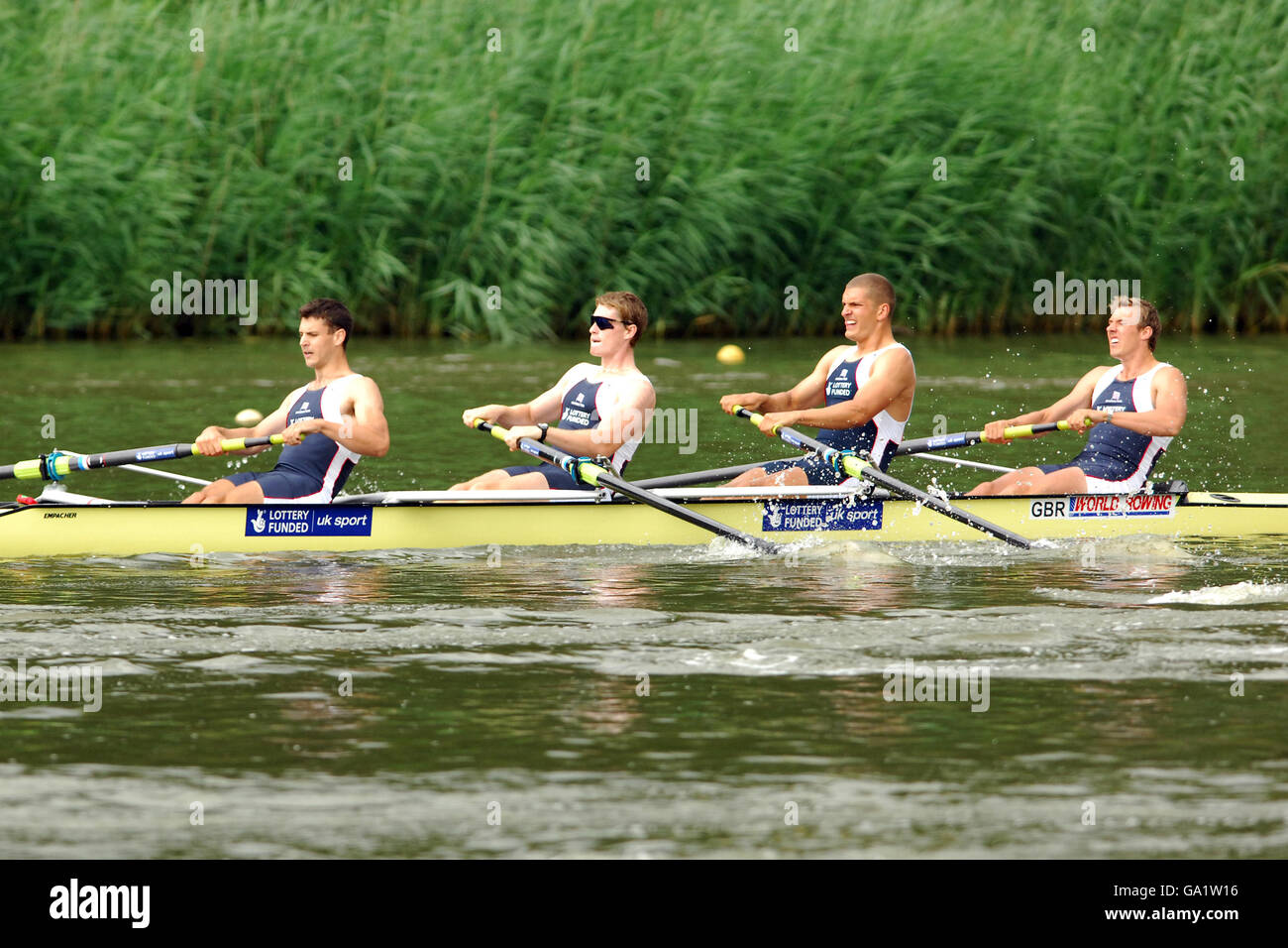 (R-L) Great Britain's Oliver Moore, Mohamed Sbihi, Cameron Nichol and ...