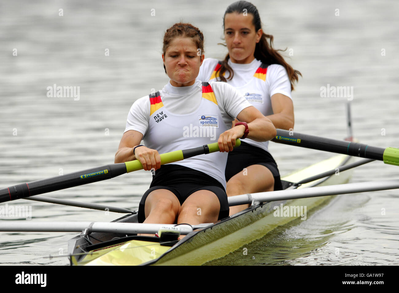 Germany's Elke Hipler (left) and Nicole Zimmerman compete in the women ...