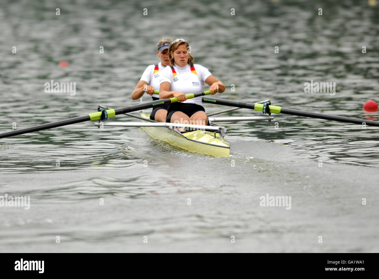 Germany's Maren Derlien (right) and Christina Gerking compete in the ...