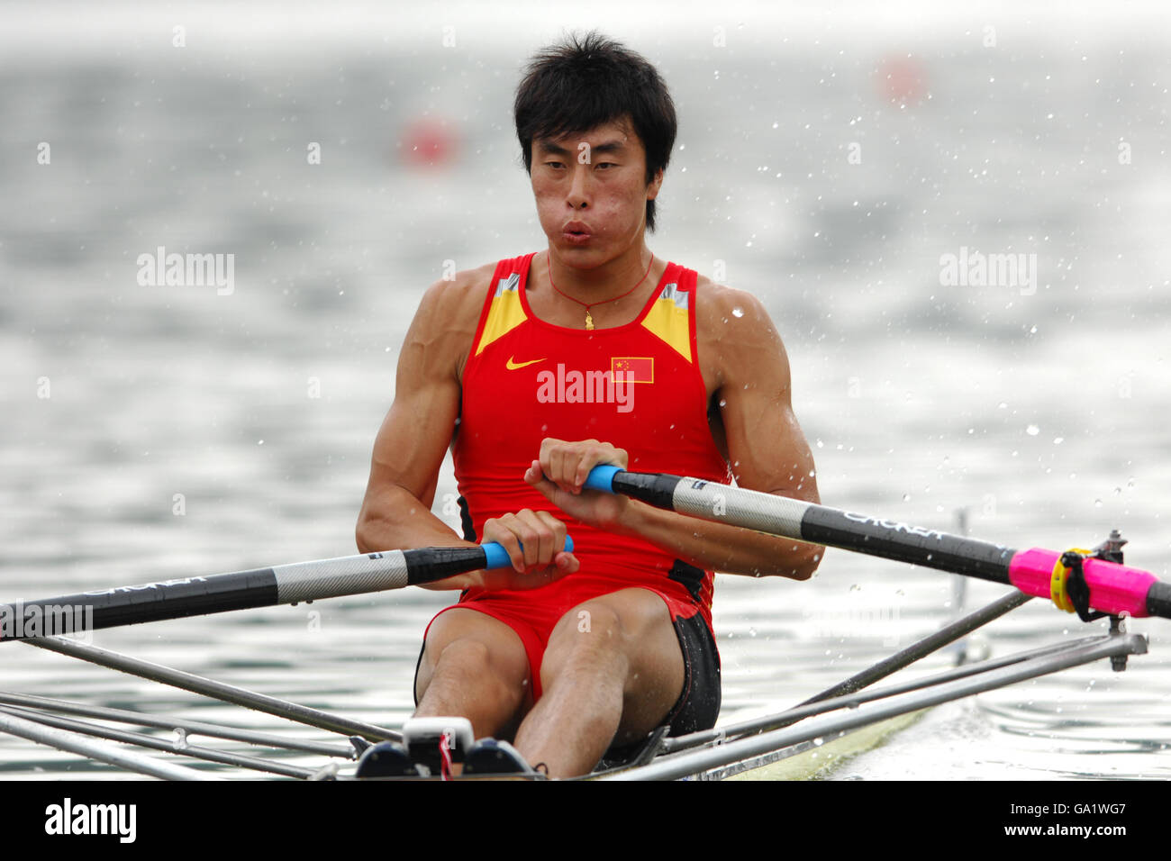 Chinas liang zhang competes in mens single sculls hi-res stock ...