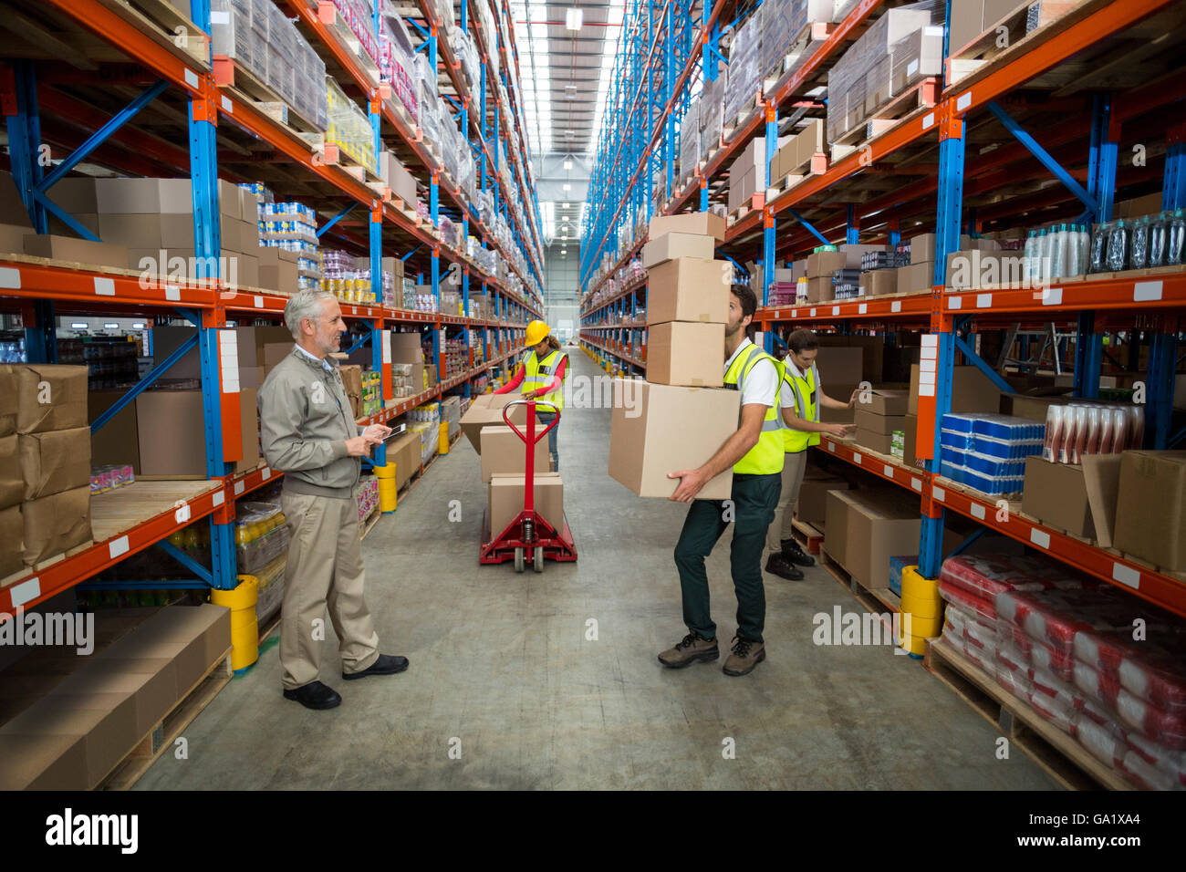 View of workers are working together Stock Photo - Alamy