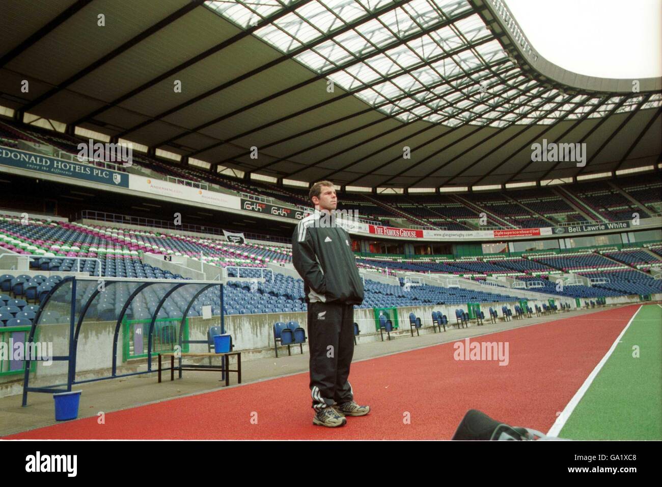 All Black captain Anton Oliver surveys the Murrayfield Rugby Stadium ...