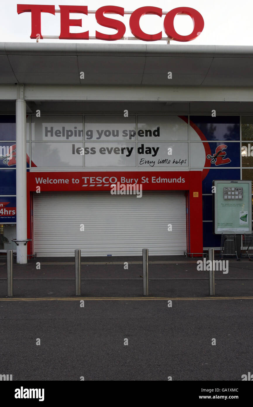 A Tesco superstore at Bury St Edmunds, Suffolk, after it was closed ...