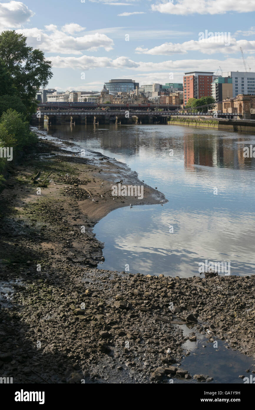 River Clyde at low tide in city centre,Glasgow,Scotland,UK Stock Photo ...