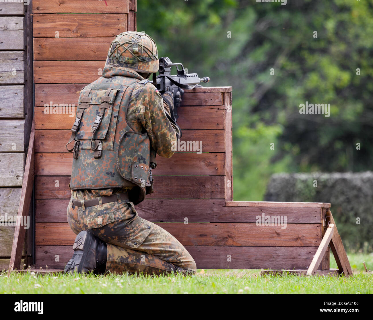 german soldier fires with rifle Stock Photo - Alamy