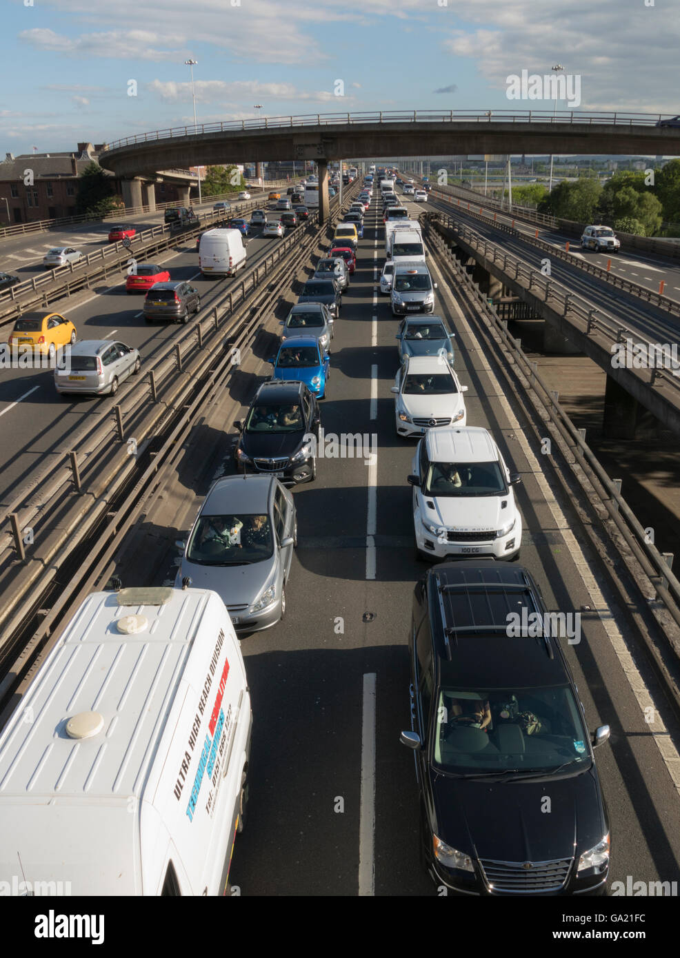 Queueing traffic on M8 motorway, Glasgow, Scotland,UK Stock Photo - Alamy