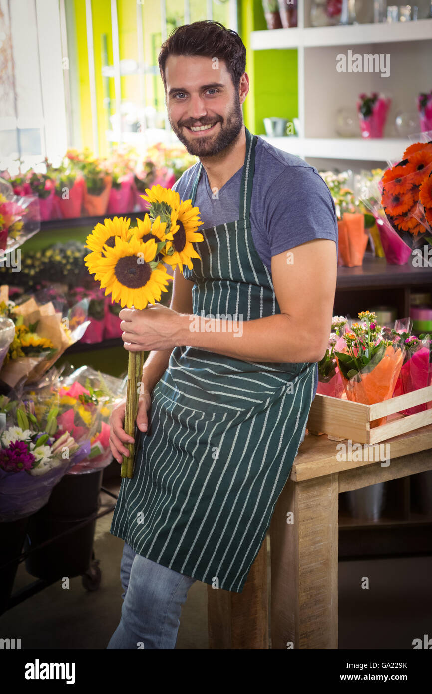 Handsome young man bunch of flowers hi-res stock photography and images ...