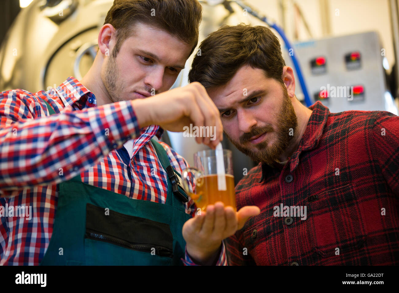 Brewers testing beer Stock Photo - Alamy