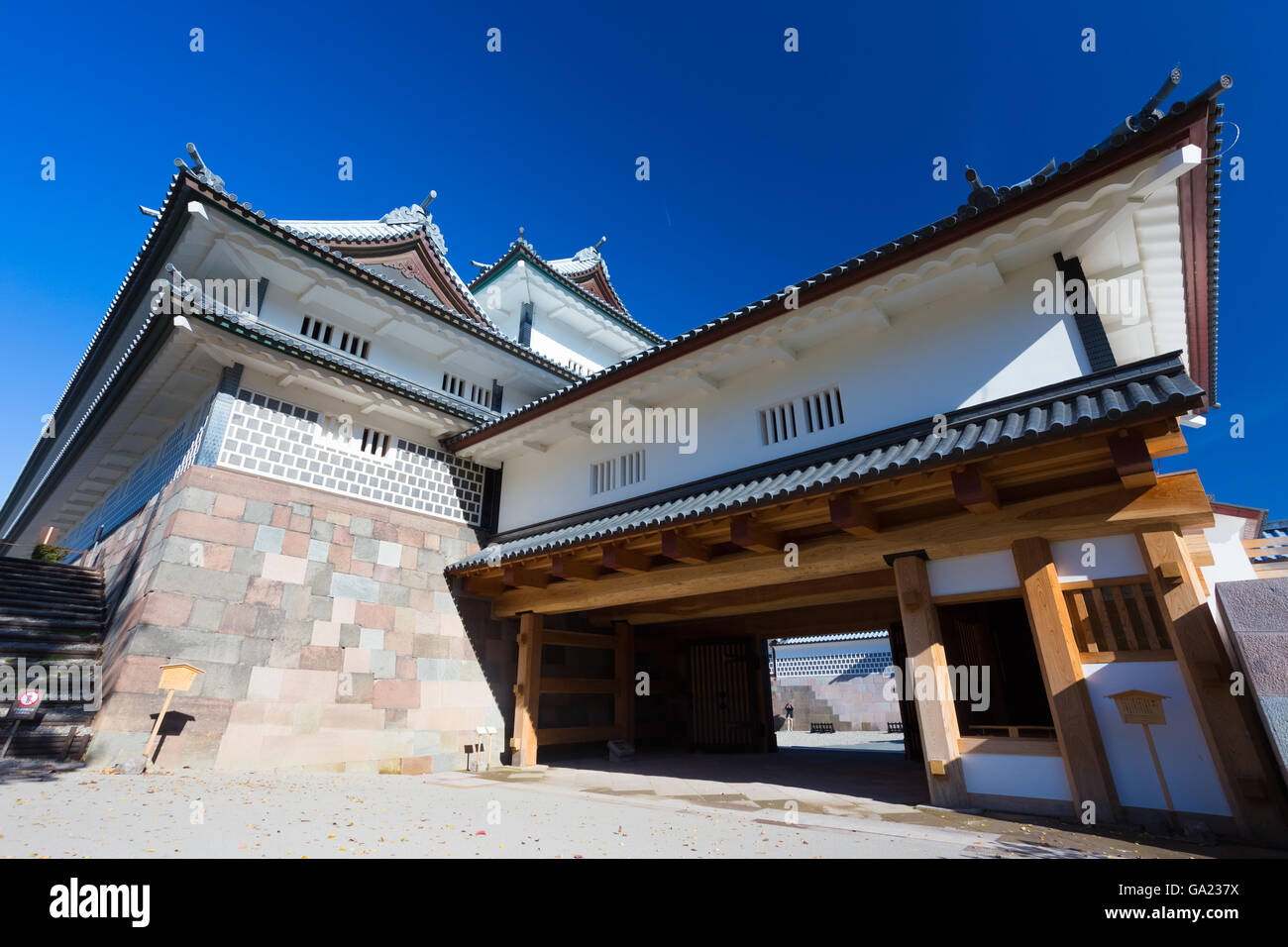 Gate of Kanazawa castle, Japan. It is a large, well-restored castle ...