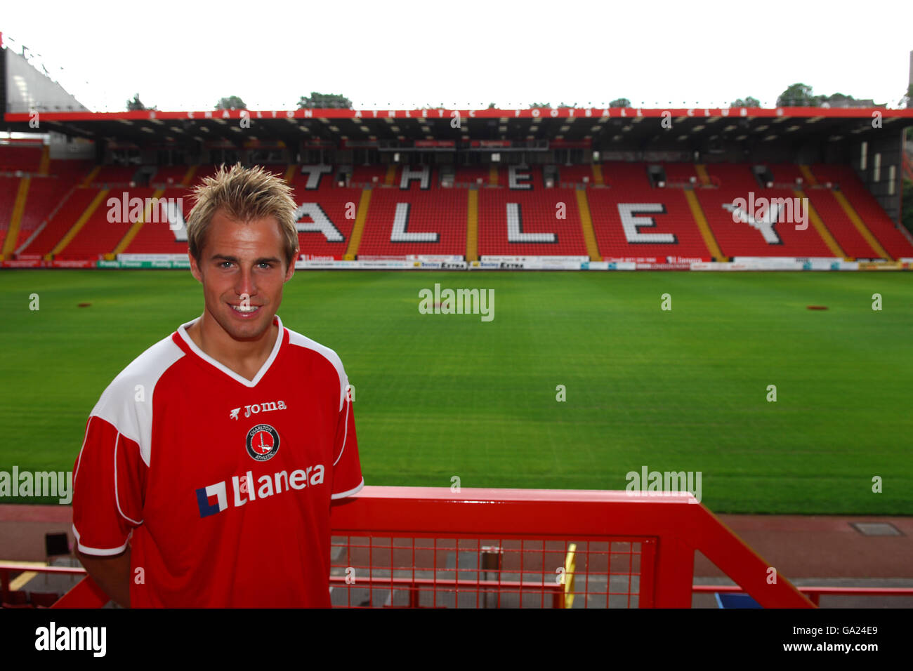 Soccer charlton athletic luke varney signing the valley hi-res stock ...