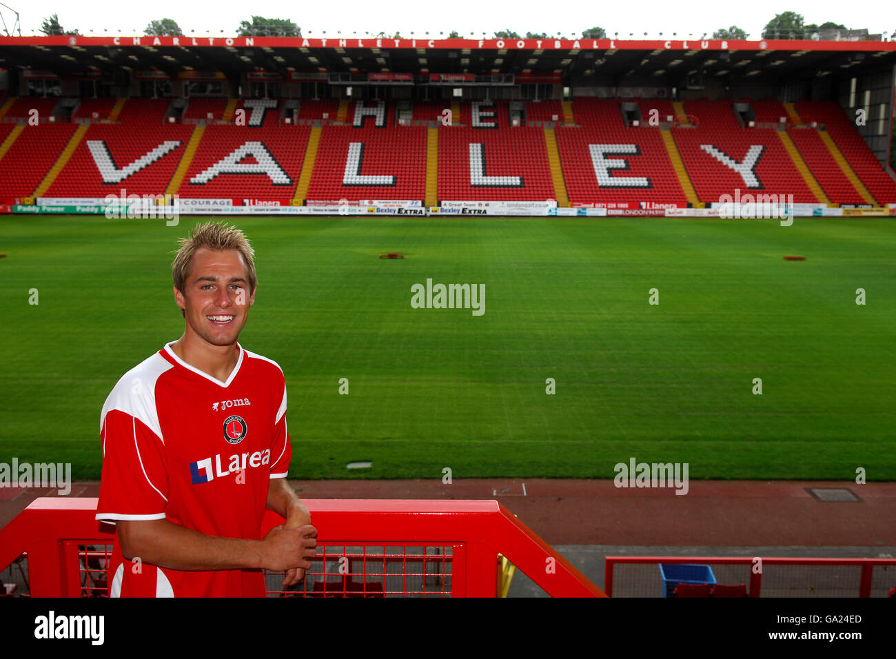 Soccer charlton athletic luke varney signing the valley hi-res stock ...