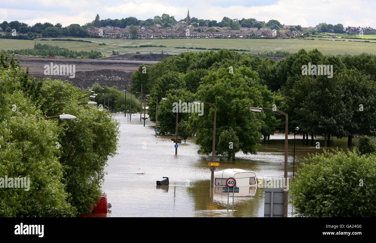 The village of Catcliffe near Sheffield which is under water after two ...