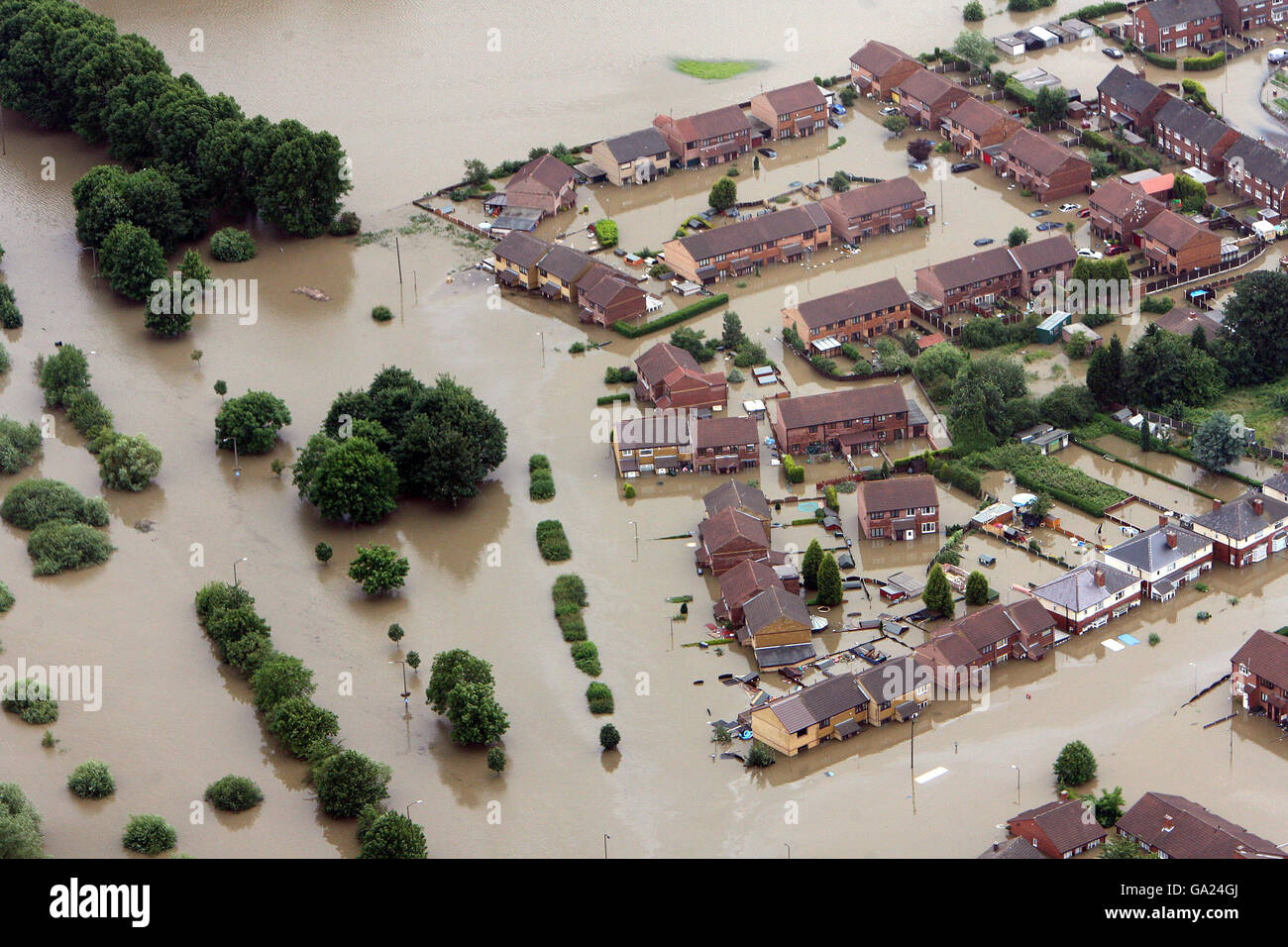 Aerial view of the village of Catcliffe near Sheffield which is under ...