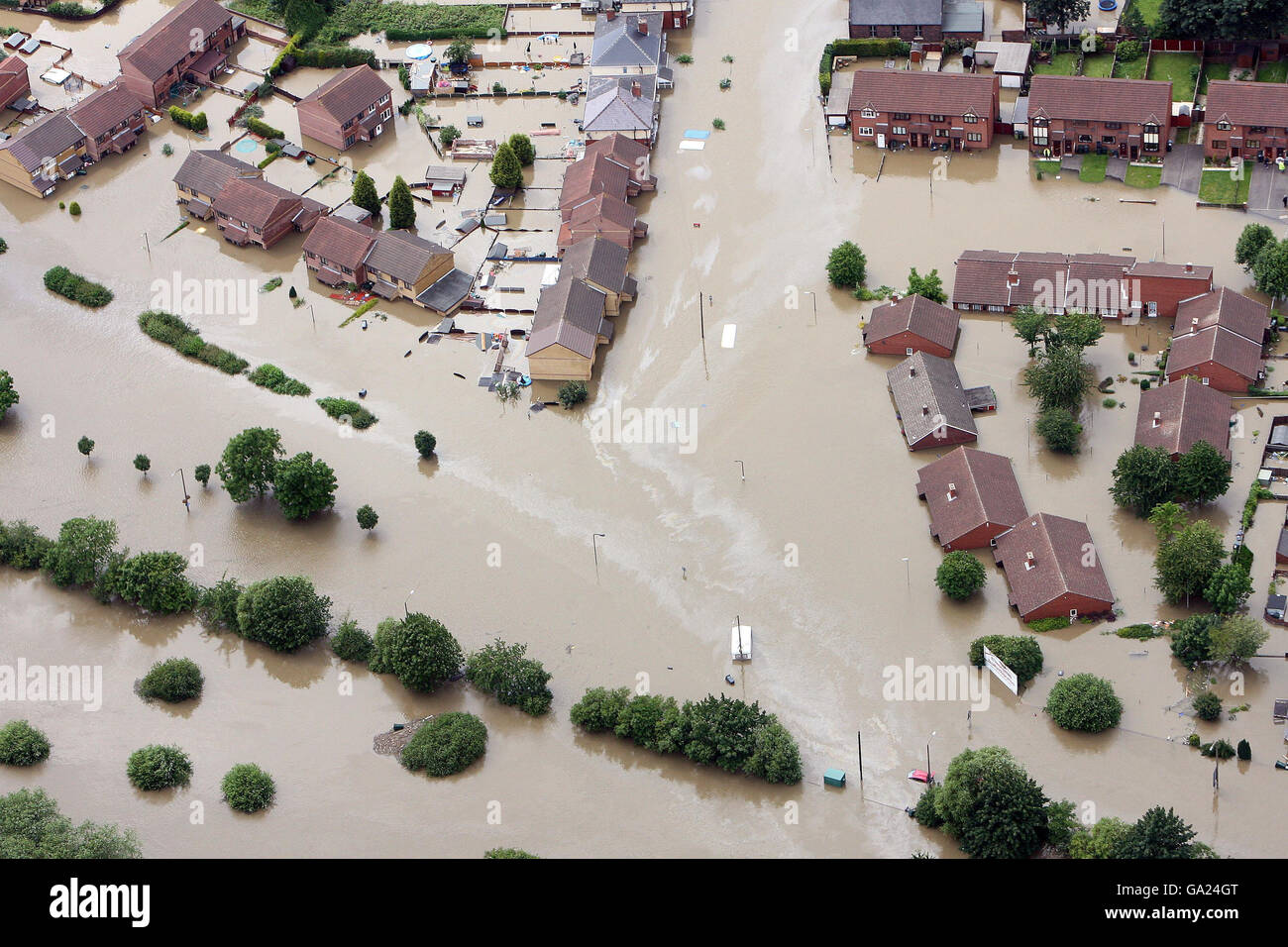 Aerial view of the village of Catcliffe near Sheffield which is under ...