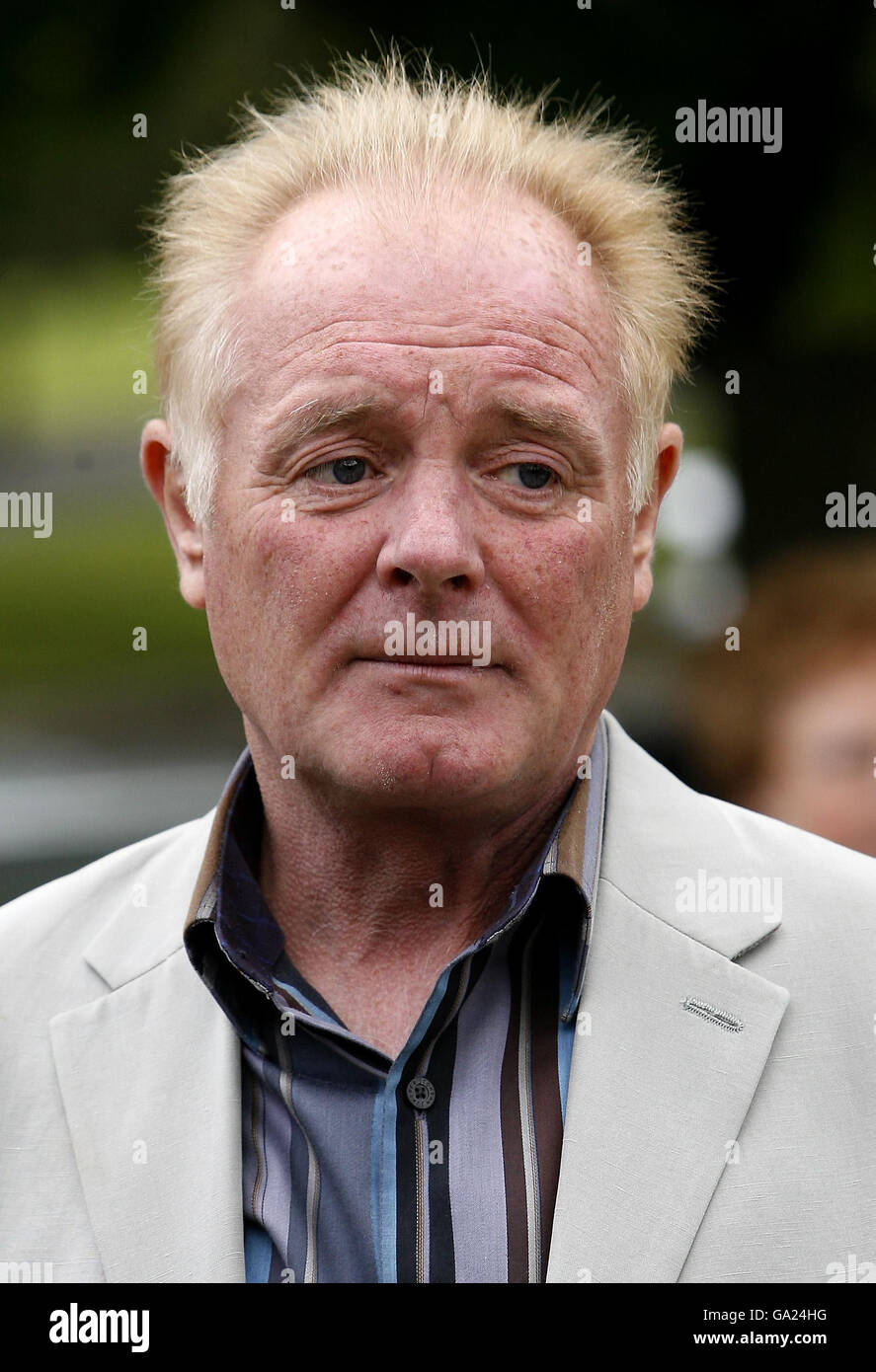 Soap star Bruce Jones arrives for the funeral of Bernard Manning at ...