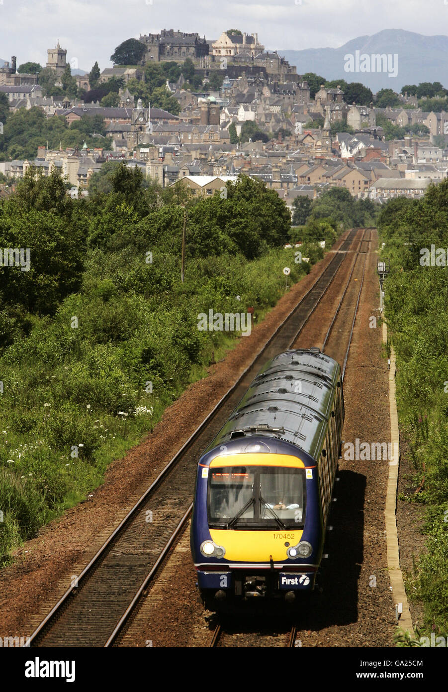 Pictured is a general view of the City of Stirling with a First Train ...