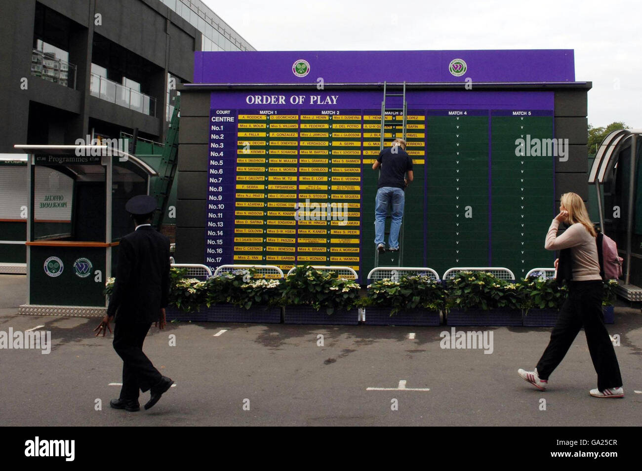 Scoreboard Operator Jonathan Chamberlain from Kent prepares the order ...