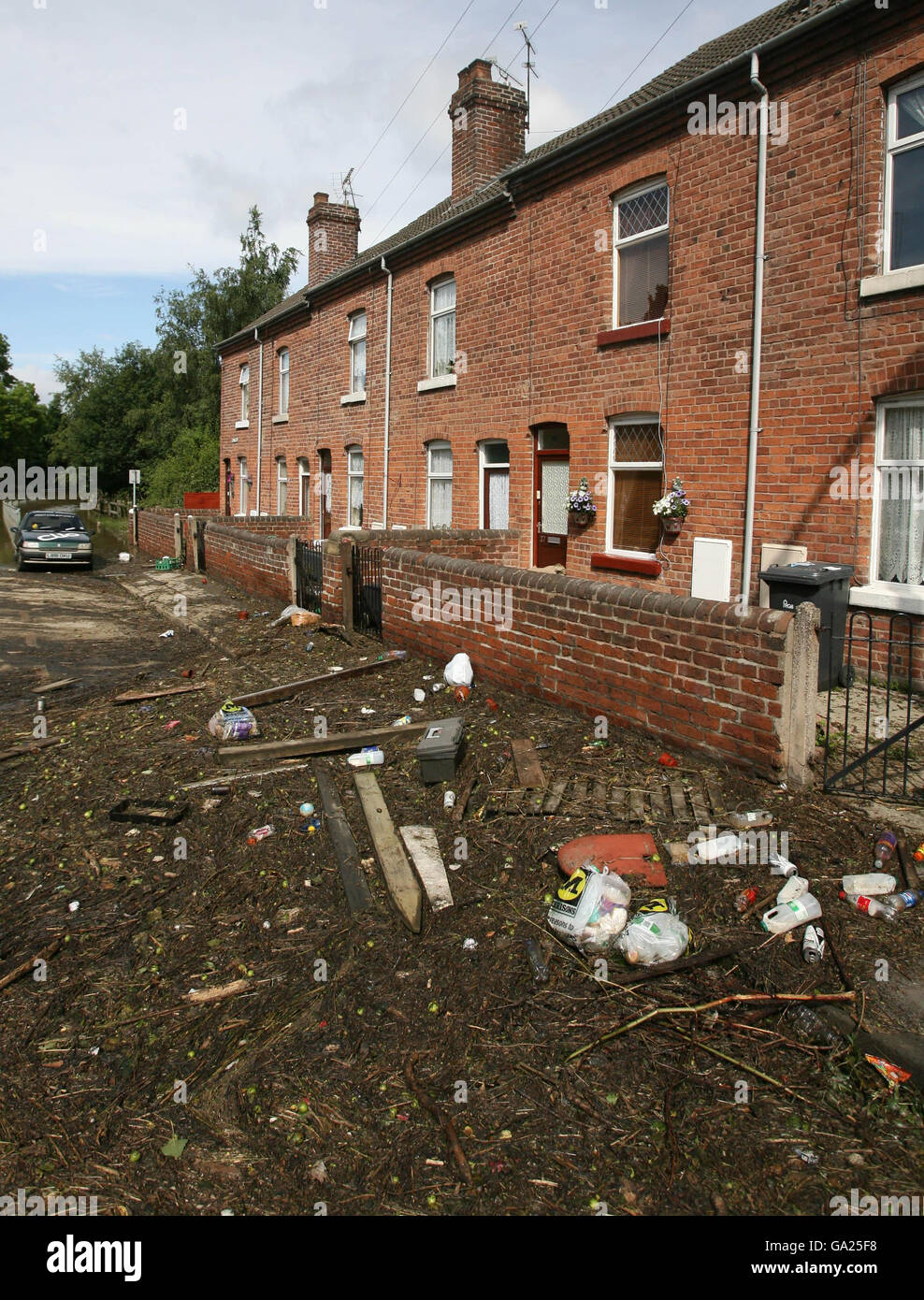 General view of the flooded village of Treeton, where waters are ...