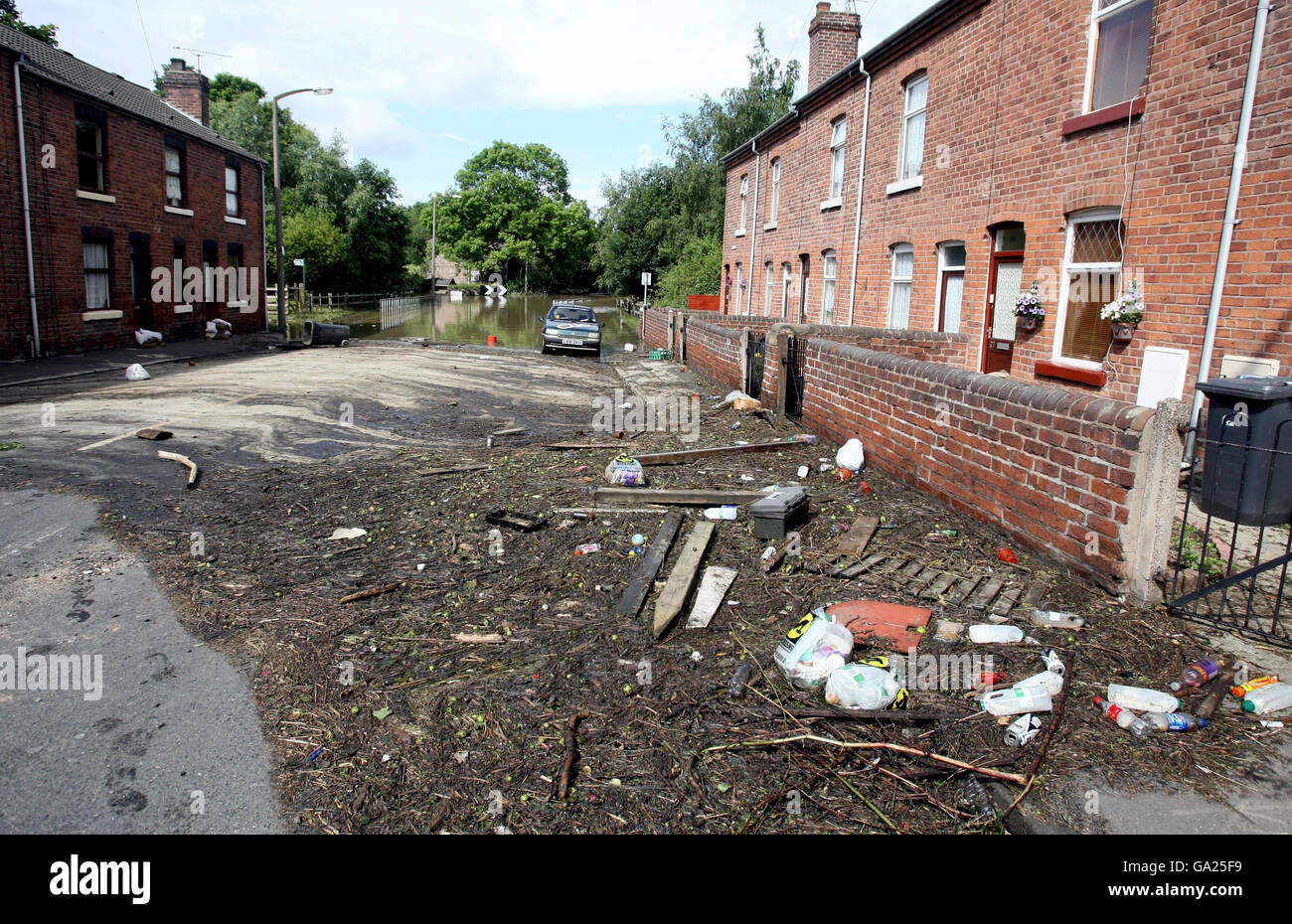 General view of the flooded village of Treeton, where waters are ...