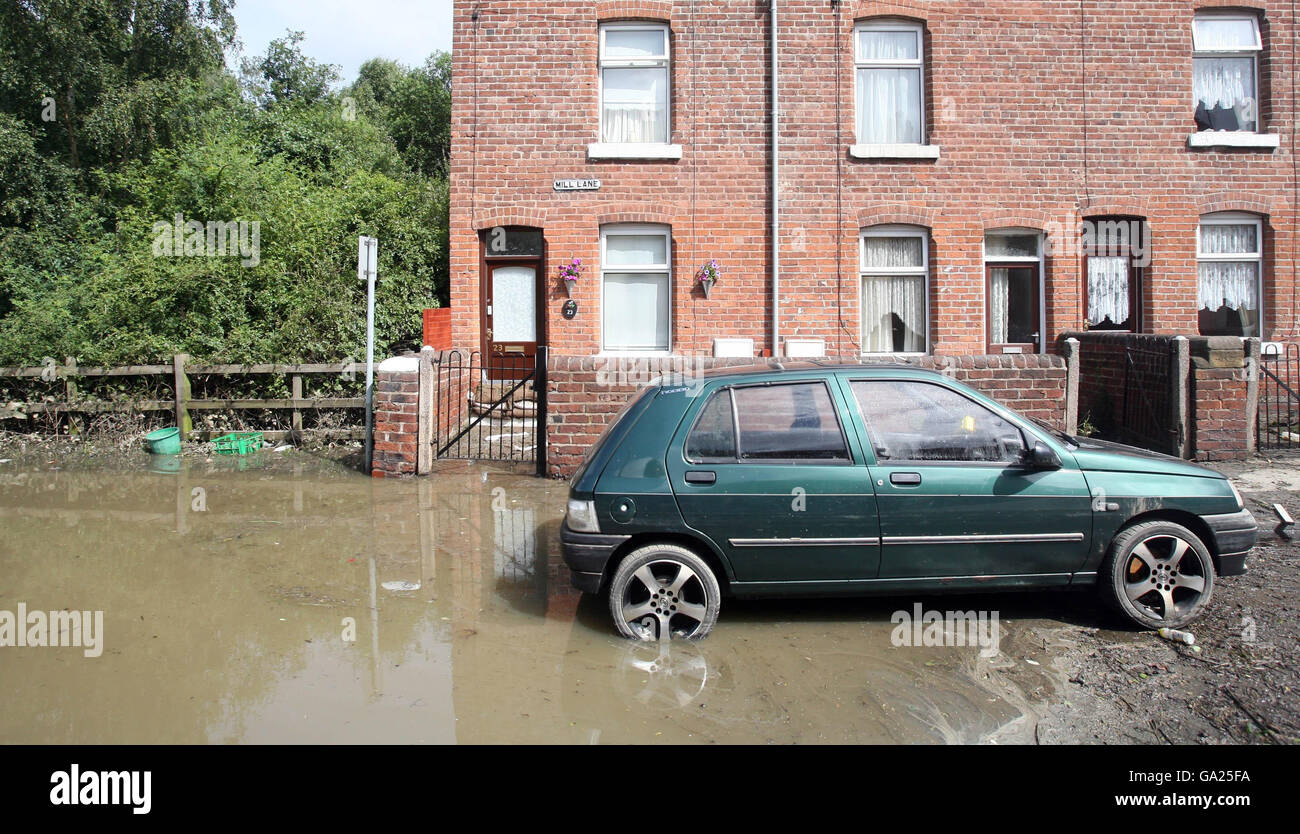 General view of the flooded village of Treeton, where waters are ...