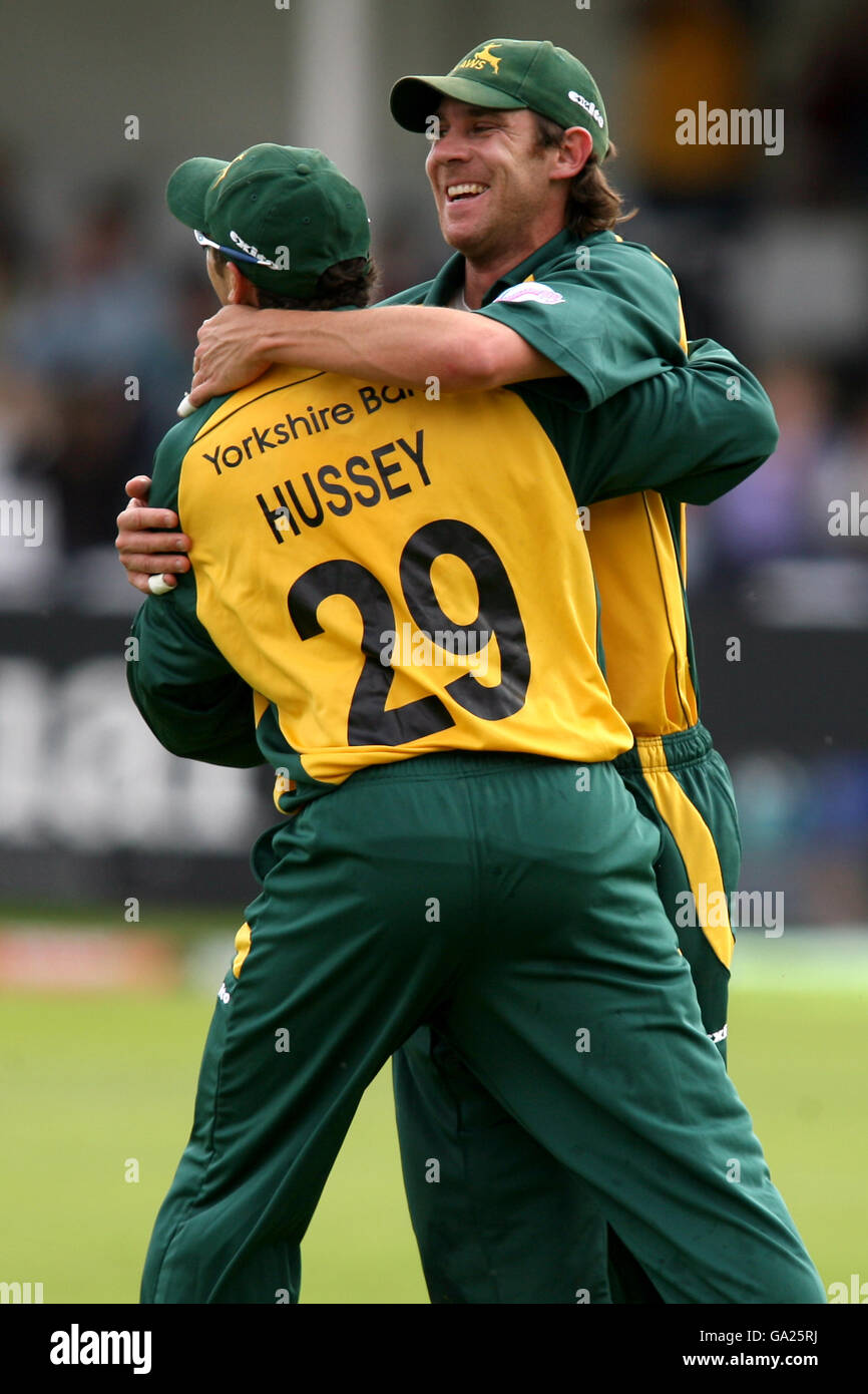 Nottinghamshire's Gareth Clough shows his delight, celebrating with ...
