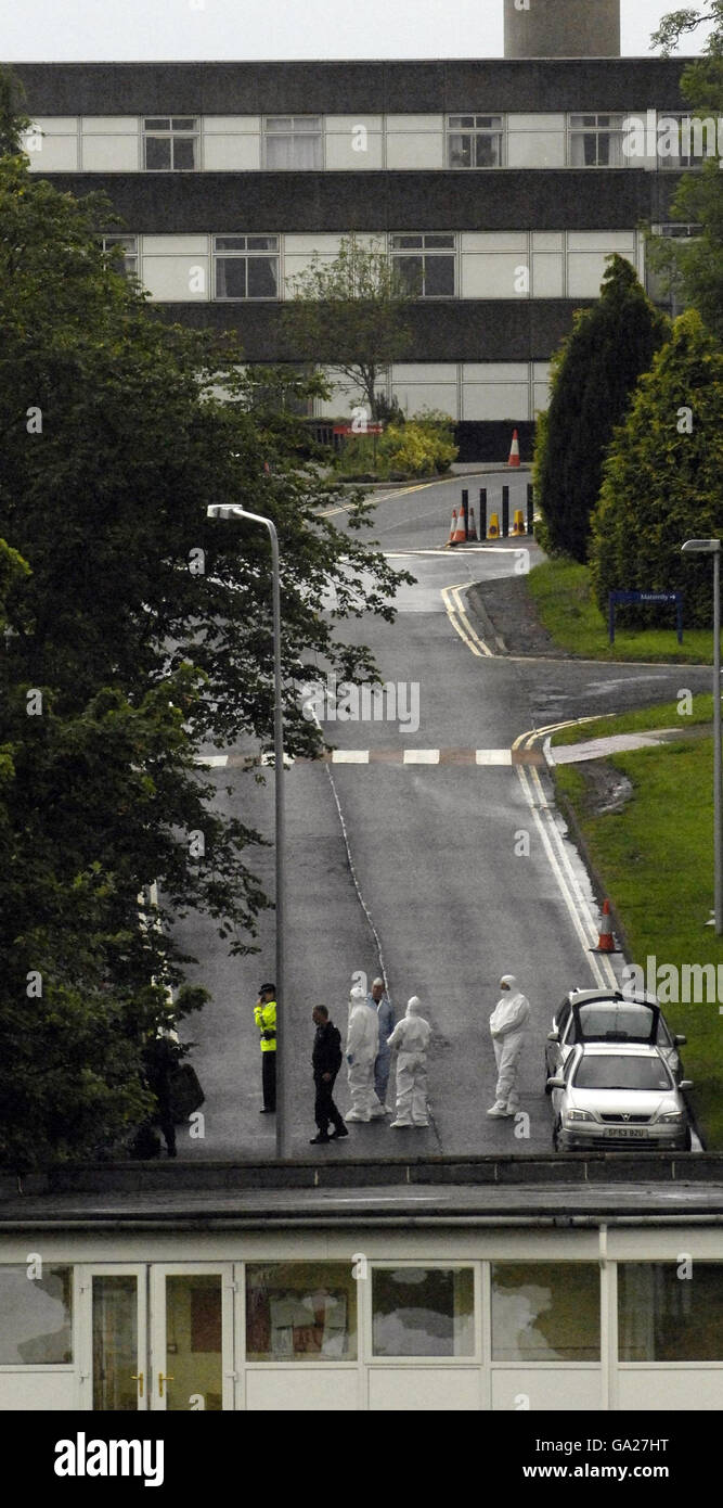 Forensic officers at the Royal Alexadra Hospital in Paisley, Scotland ...