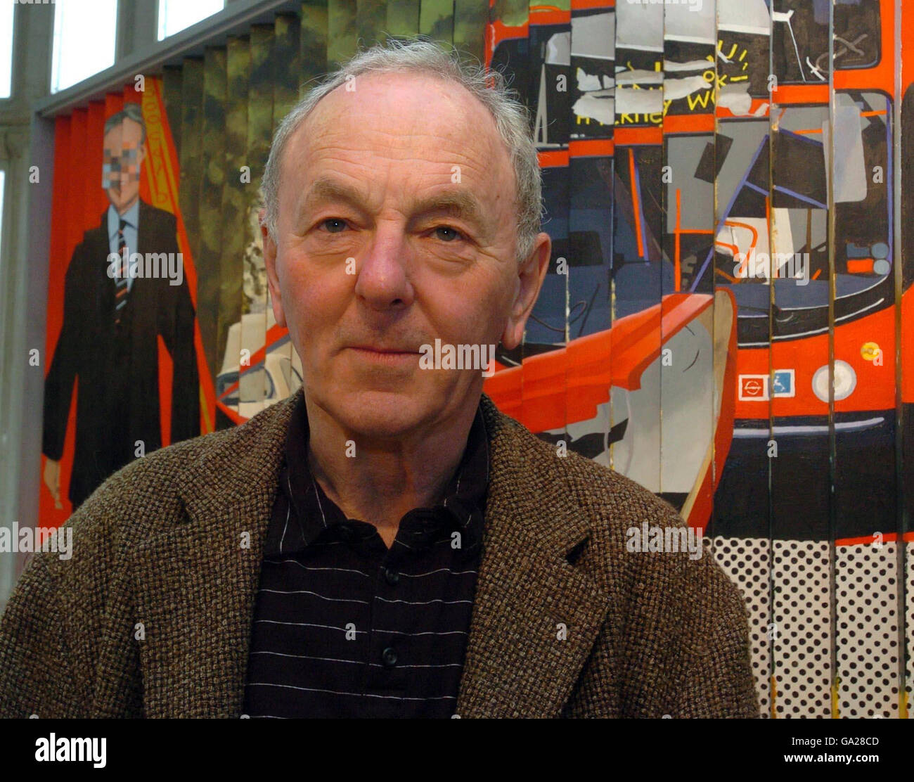 Artist Gerald Laing with his work Truth Or Consequences, which was ...