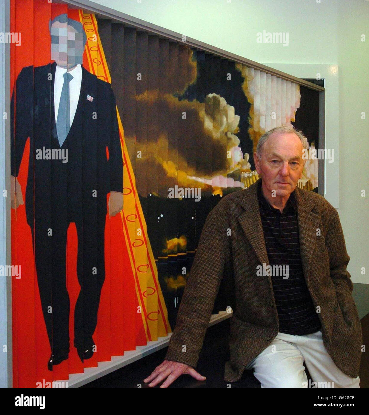 Artist gerald laing with his work truth or consequences hi-res stock ...