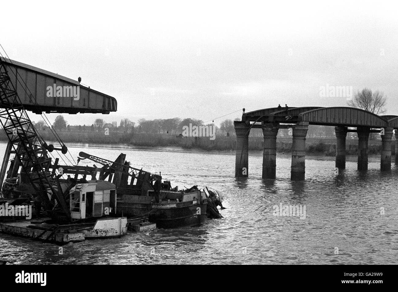 The Goole swing bridge which was hit by a West German vessel. The ship ...