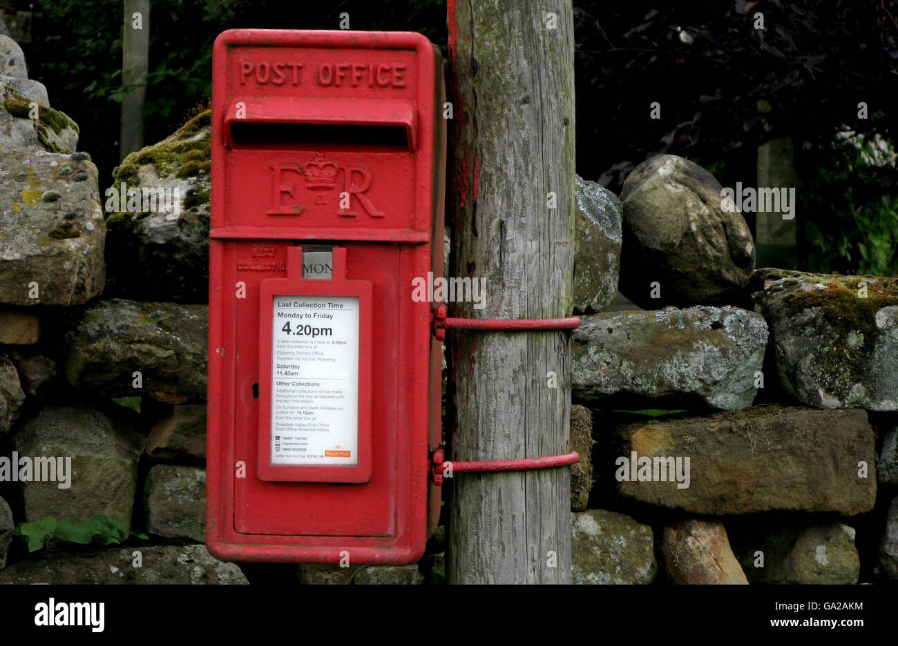 View of a traditional Royal Mail postbox in Rosedale, north Yorkshire ...