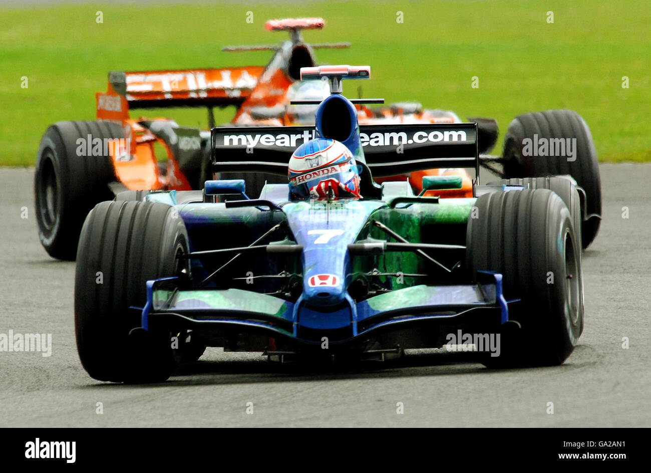 Great Britain's Jenson Button driving a Honda during first practice at ...