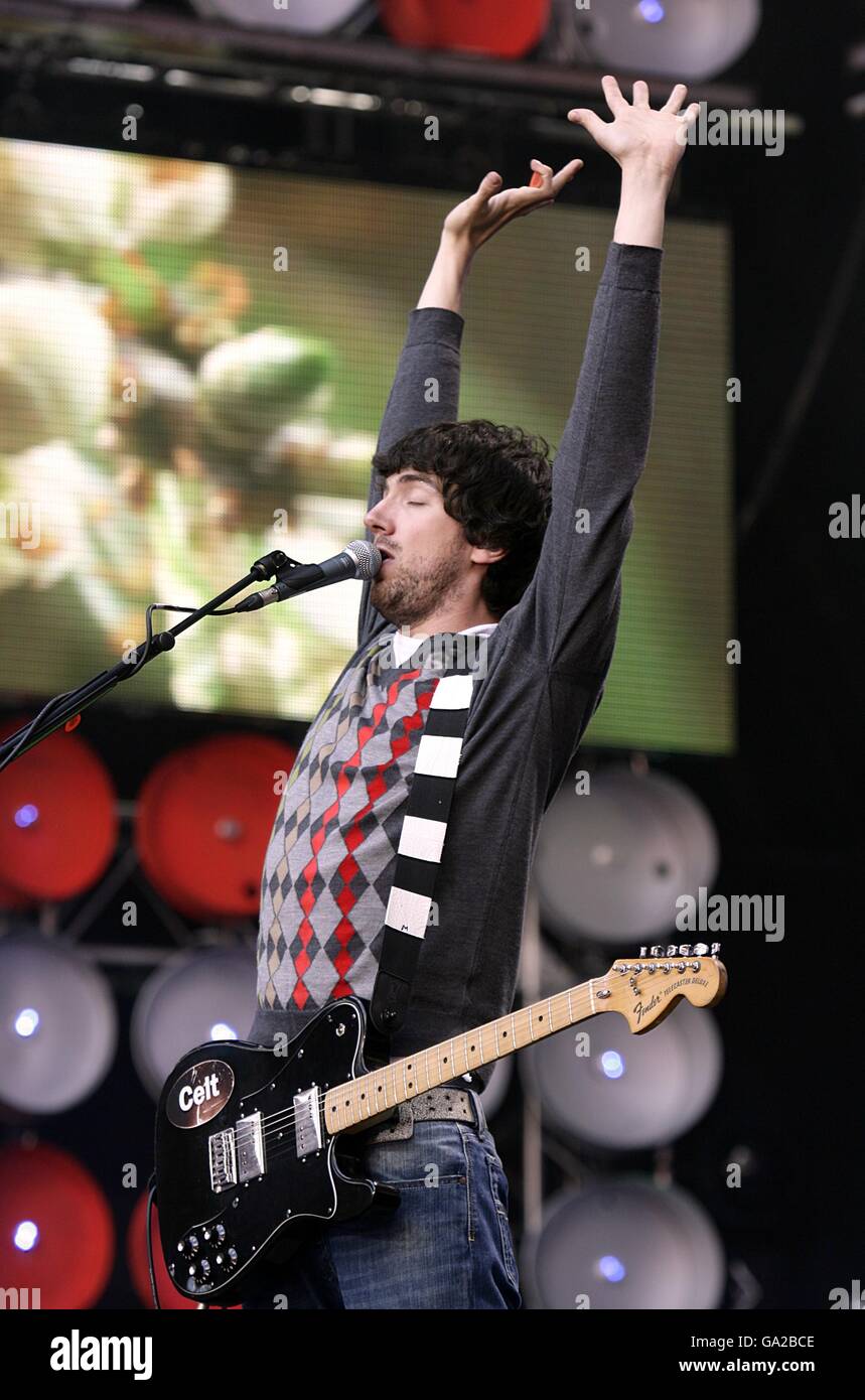 Gary Lightbody on stage during the Snow Patrol performance at the ...