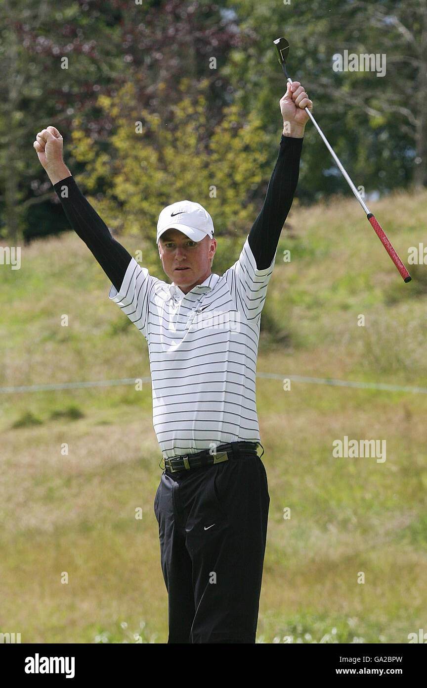 Sweden's Patrik Sjoland reacts after putting his shot during the ...