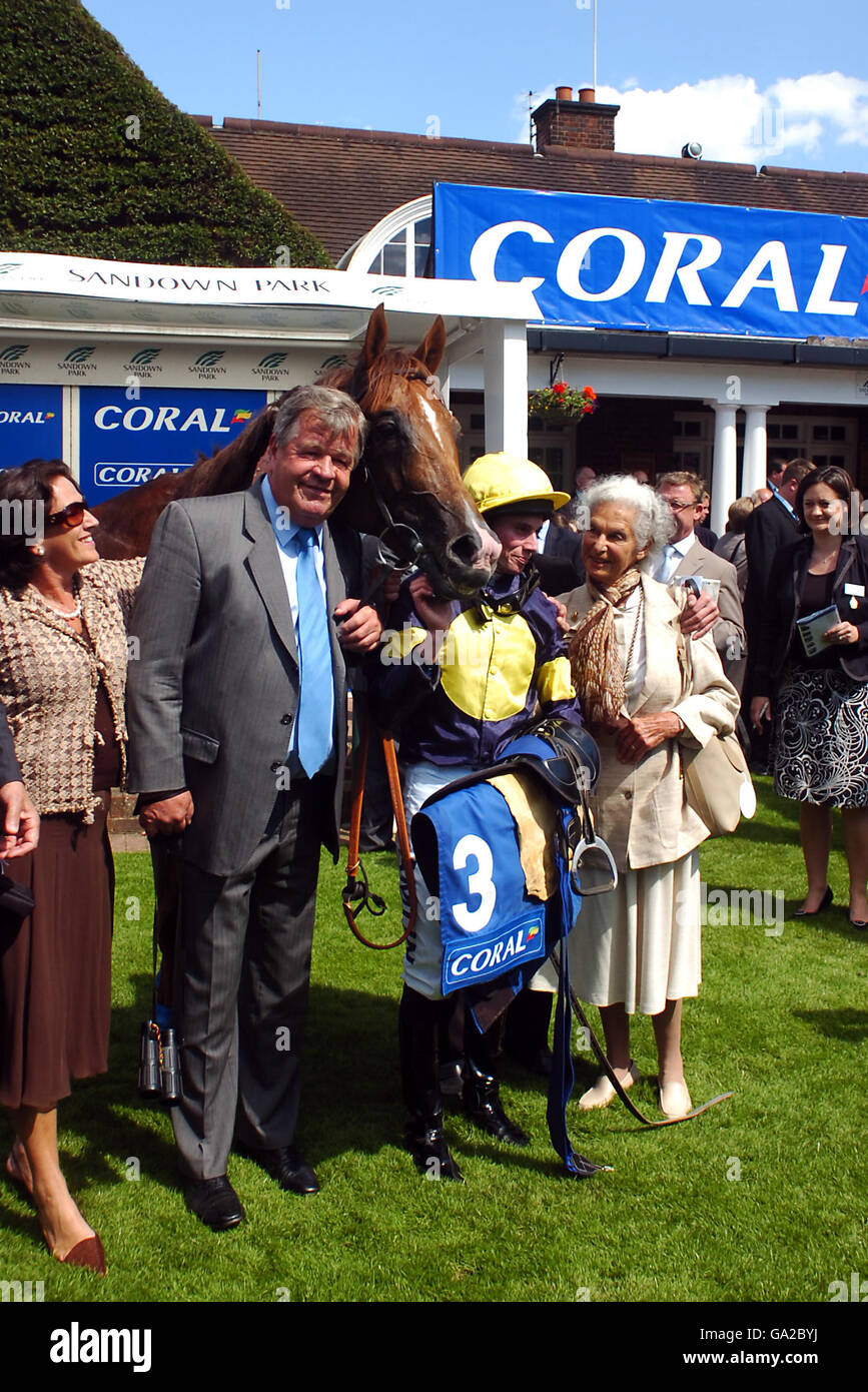 Notnowcato jockey Ryan Moore and trainer Sir Michael Stout in the ...