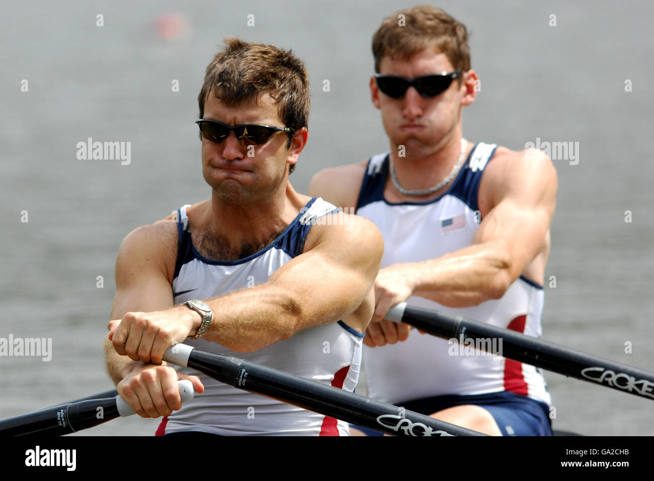 USA's Matthew Hughes (left) and Samuel Stitt compete in the mens double ...