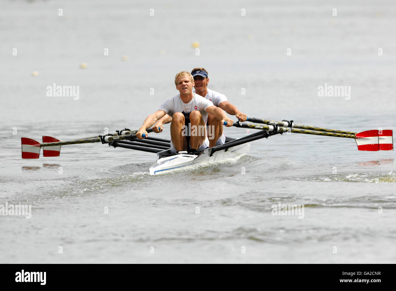 Austria's Sebastian Sageder (left) and Juliusz Madecki compete in the ...