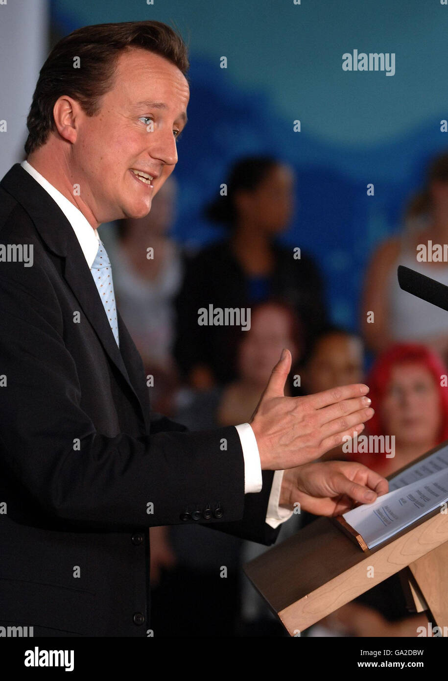 Conservative party leader David Cameron delivers a speech at the kid's ...
