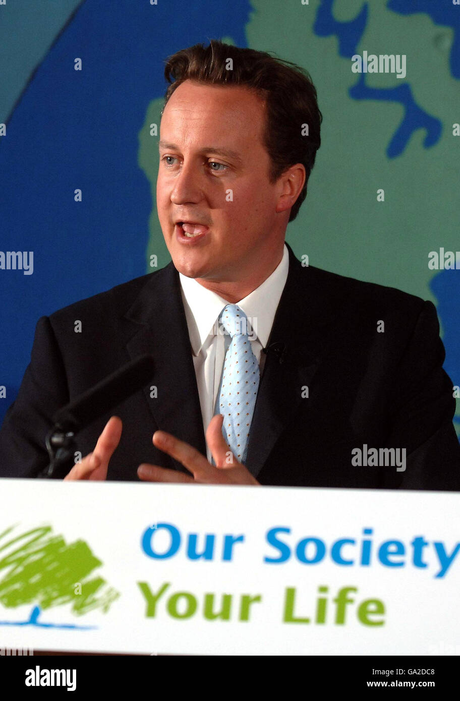 Conservative party leader David Cameron delivers a speech at the kid's ...